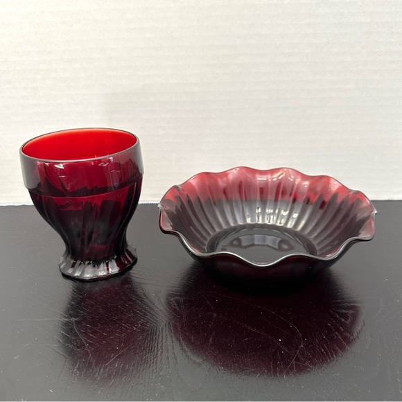 Dining | Ruby Red Glass Cup And Bowl | Poshmark